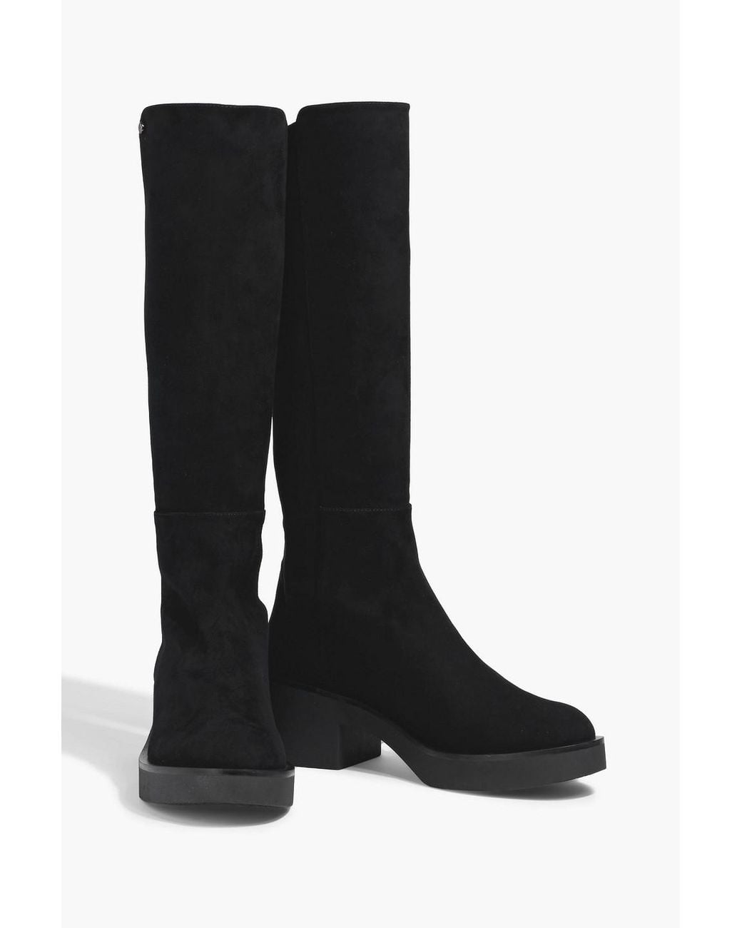 Stuart Weitzman Gotham Suede And Microstretch Knee Boots in Black | Lyst