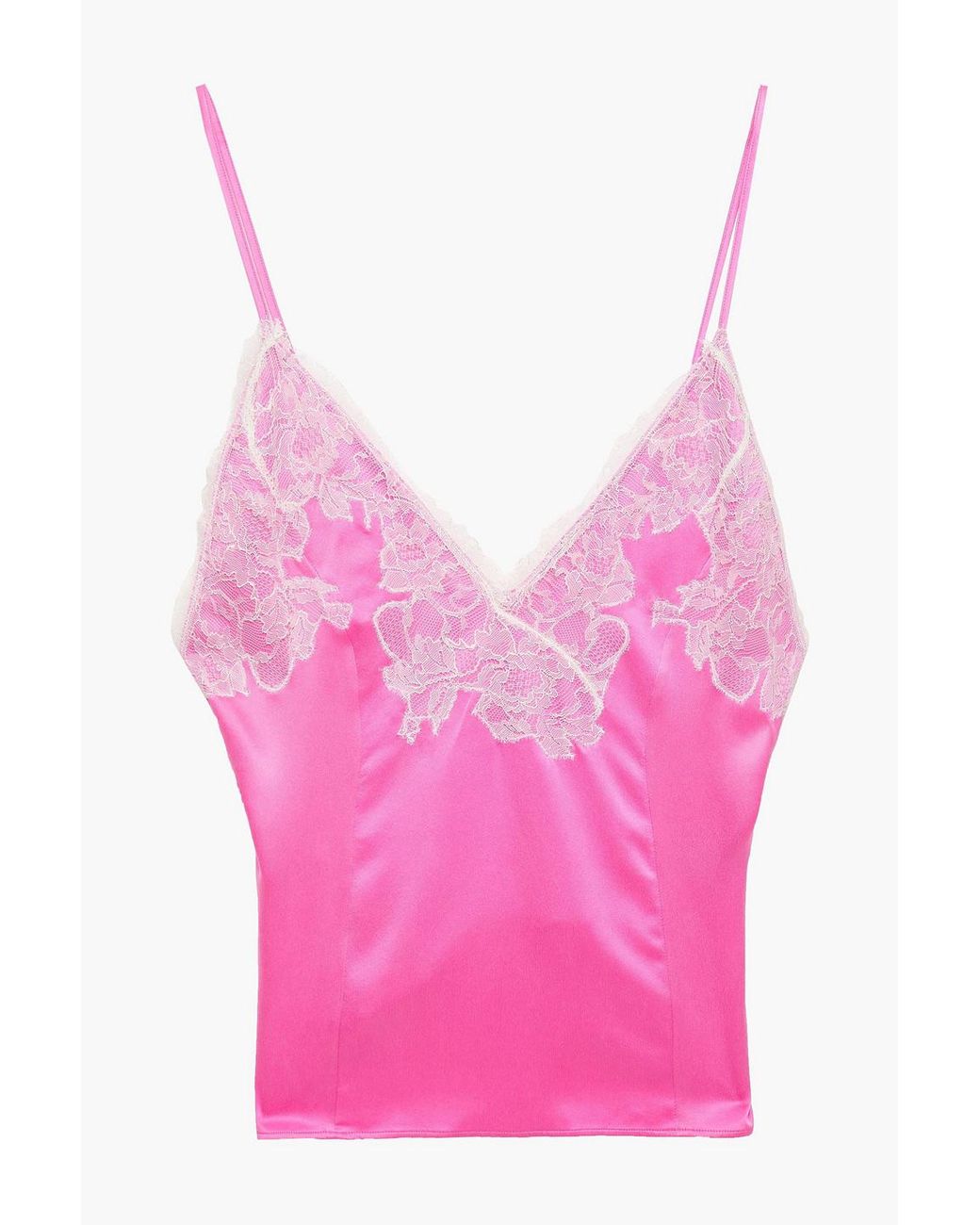 Amiri Lace-Trimmed Silk-Charmeuse Camisole in Pink | Lyst