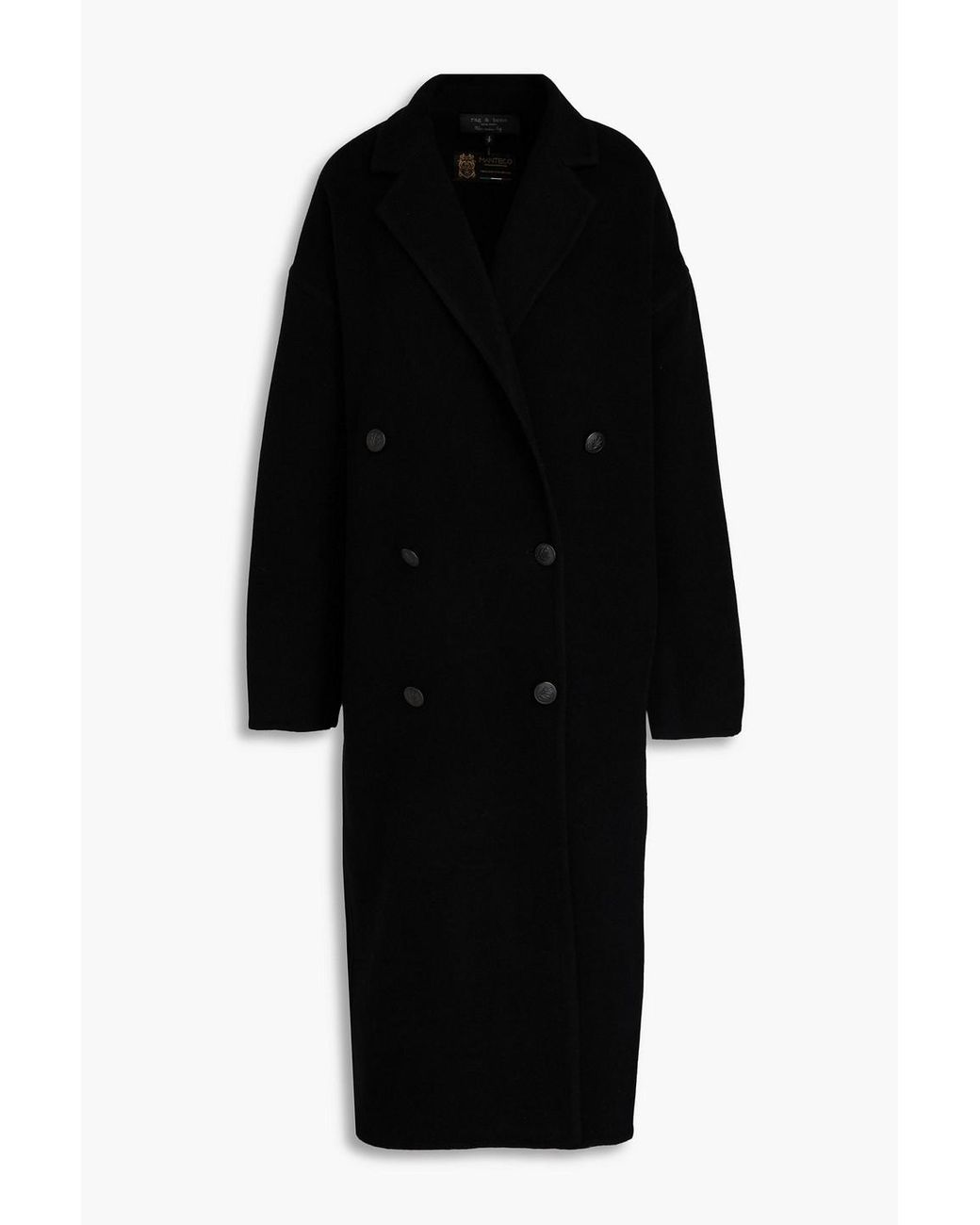 Rag & Bone Thea Double-breasted Brushed Wool-blend Felt Coat in Black ...