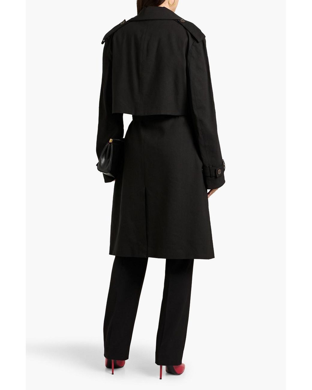 Another Tomorrow Convertible Hemp-Blend Trench Coat in Black | Lyst UK