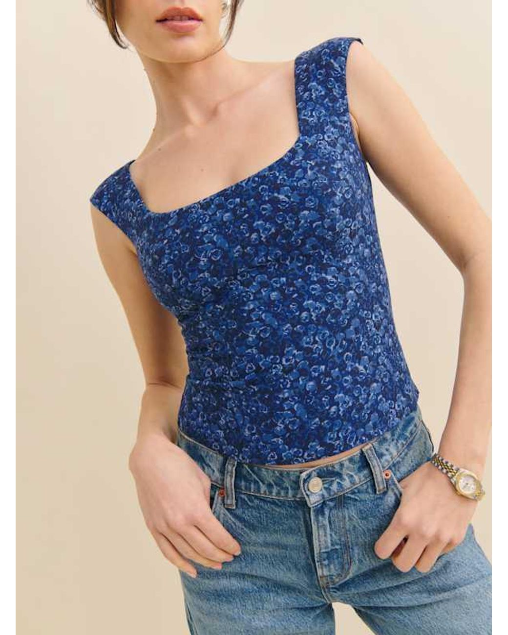 Reformation Navi Top Rose 0 in Blue | Lyst