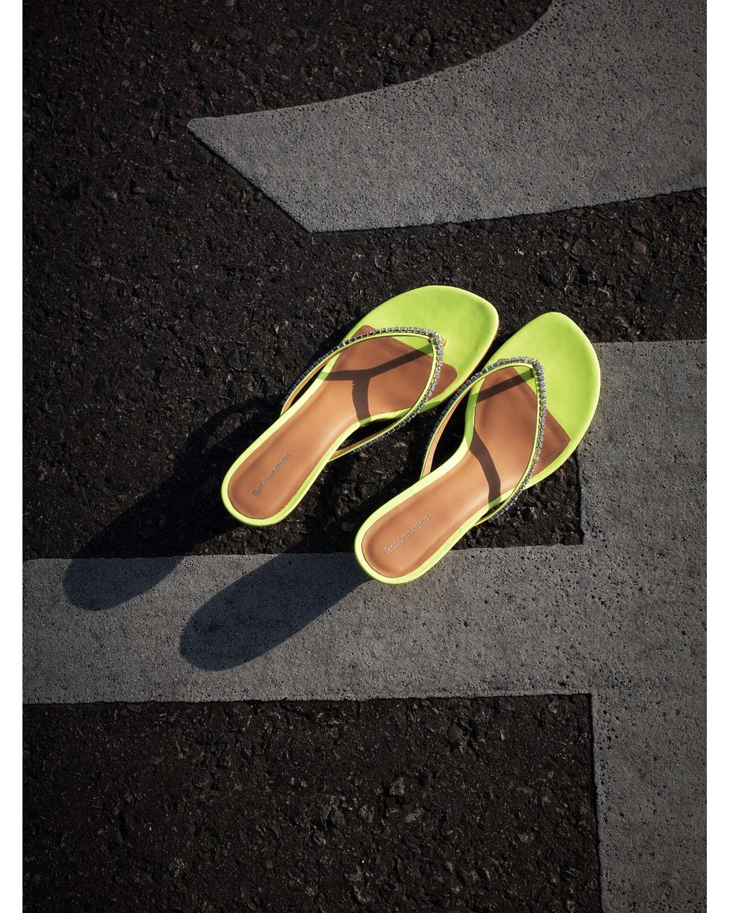 Reformation Cleo Rhinestone Thong in Gray | Lyst