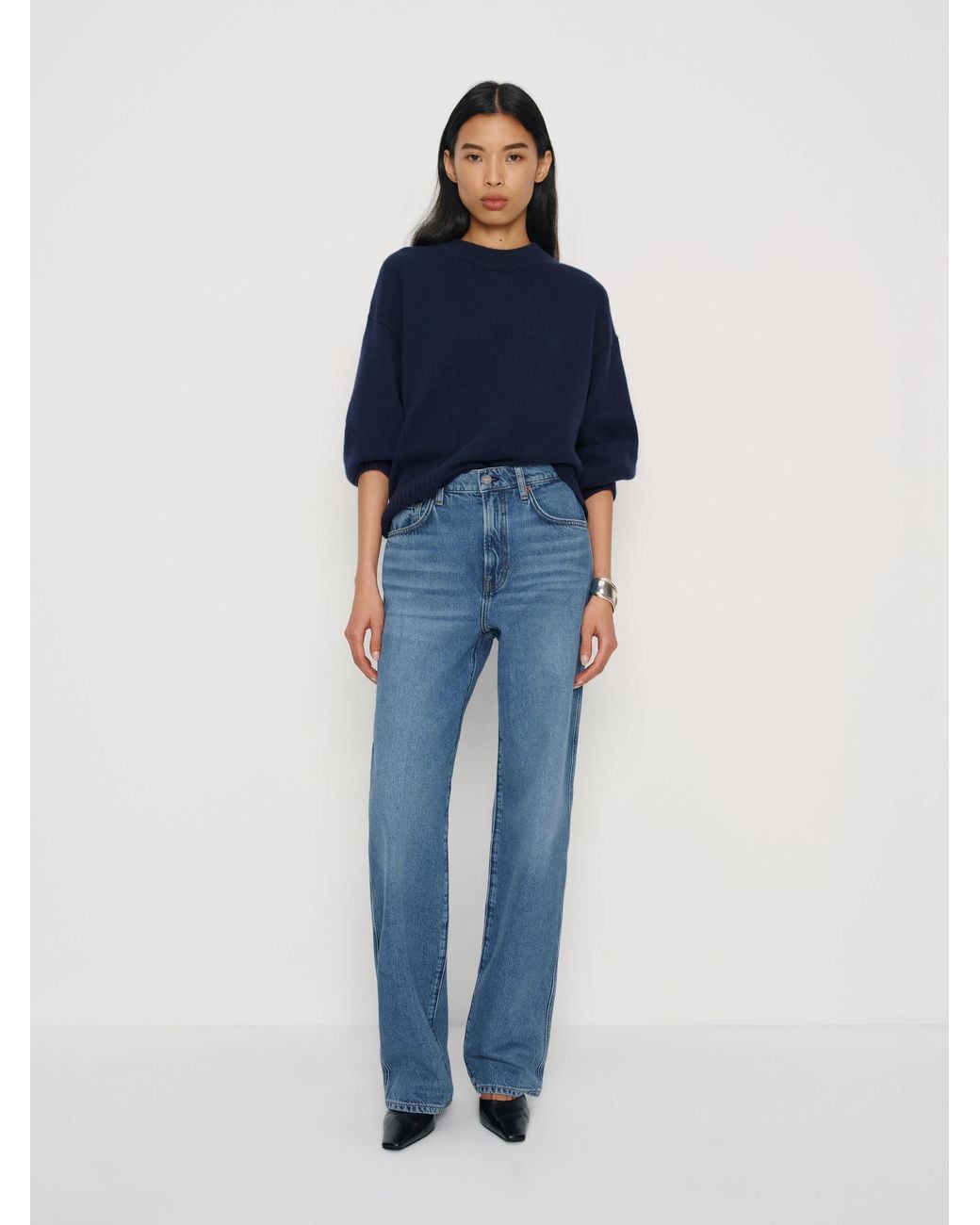 Reformation Val 90S Mid Rise Straight Jeans Denim in Blue | Lyst