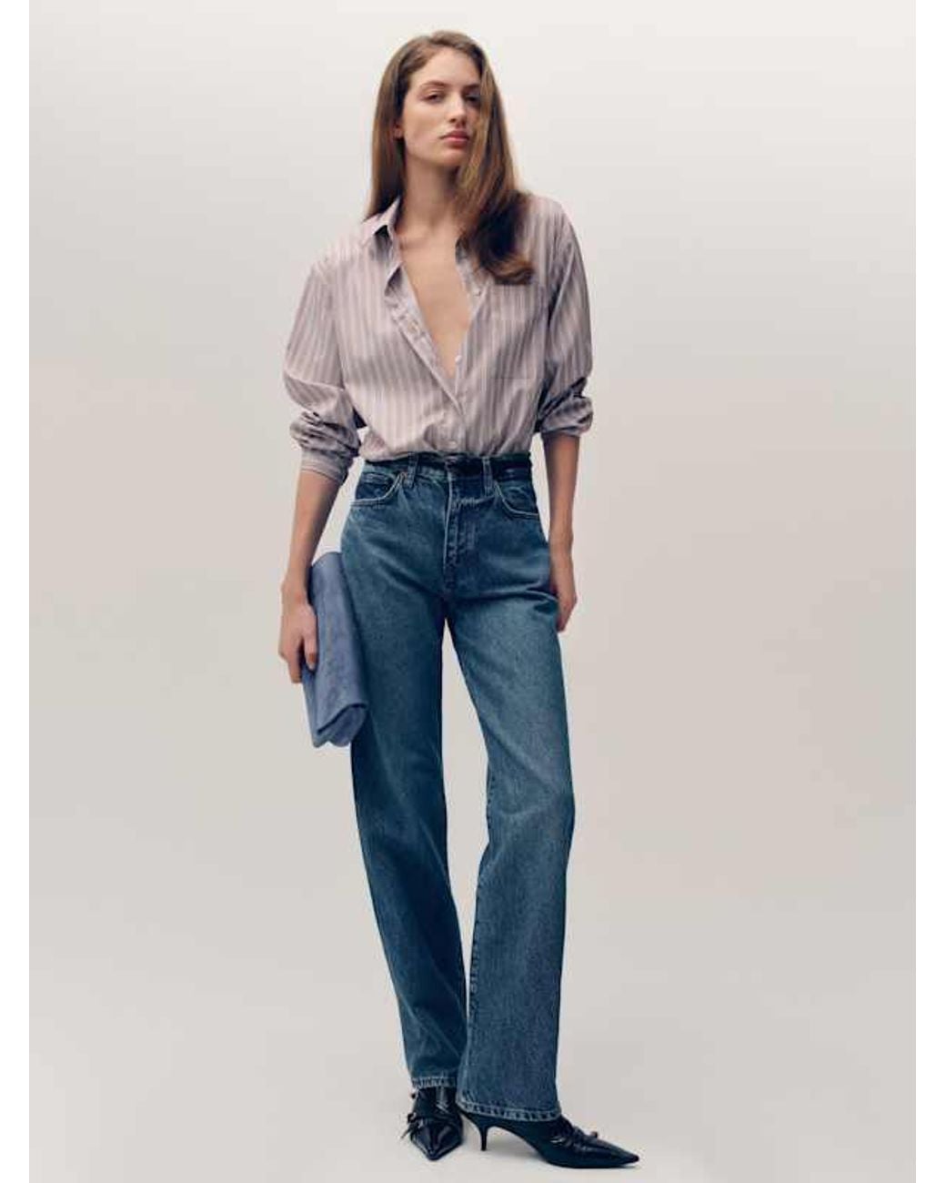 Reformation Eli Oversized Shirt in Blue | Lyst UK