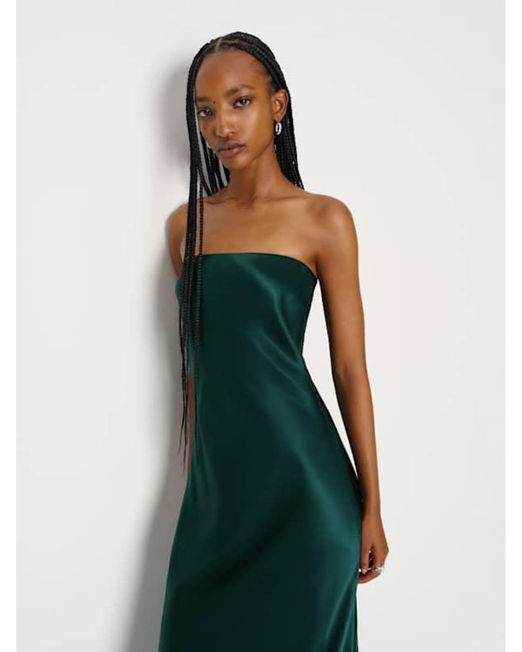 Reformation Oren Silk Dress in Green | Lyst UK