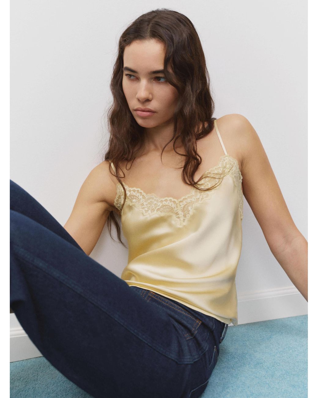 Reformation Teddy Silk Top in Blue | Lyst