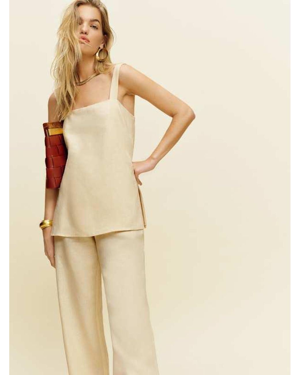 Reformation Kristen Linen Two Piece in Natural | Lyst