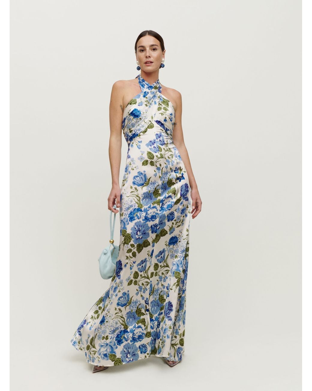 Reformation Veria Silk Dress in Blue | Lyst