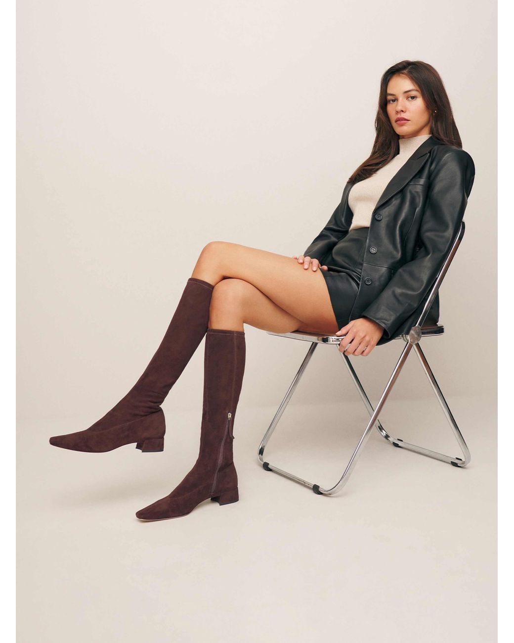 Reformation Raven Knee Boot 5 in Natural | Lyst