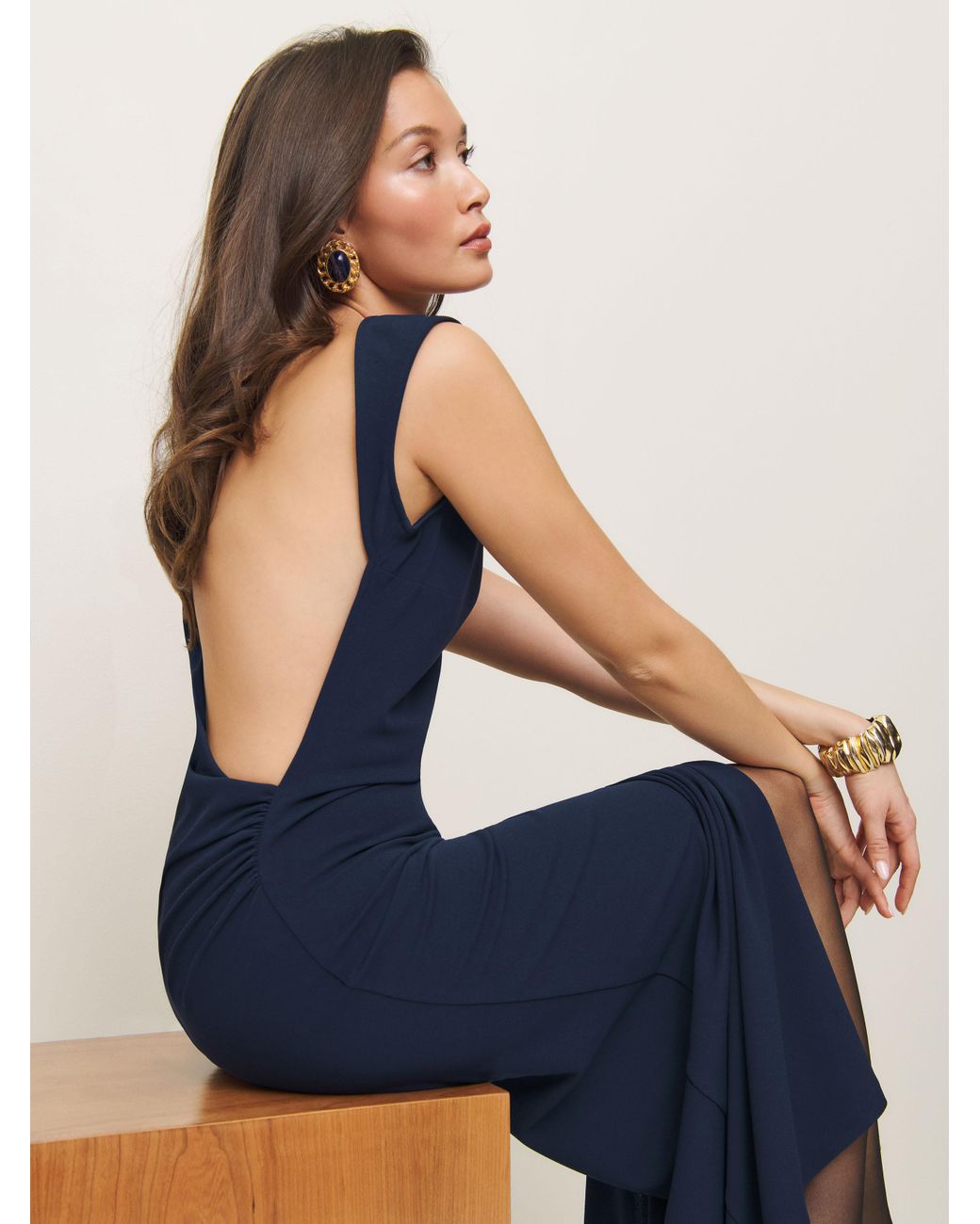 Reformation Beau Knit Dress in Blue | Lyst