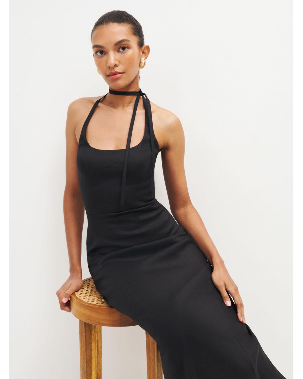 Reformation Yana Linen Dress in Blue | Lyst