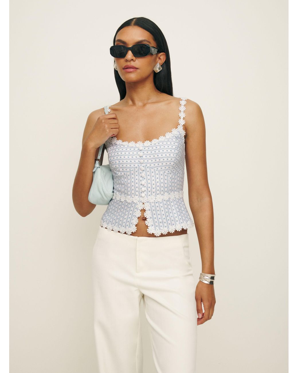 Reformation Minna Linen Top in Natural | Lyst