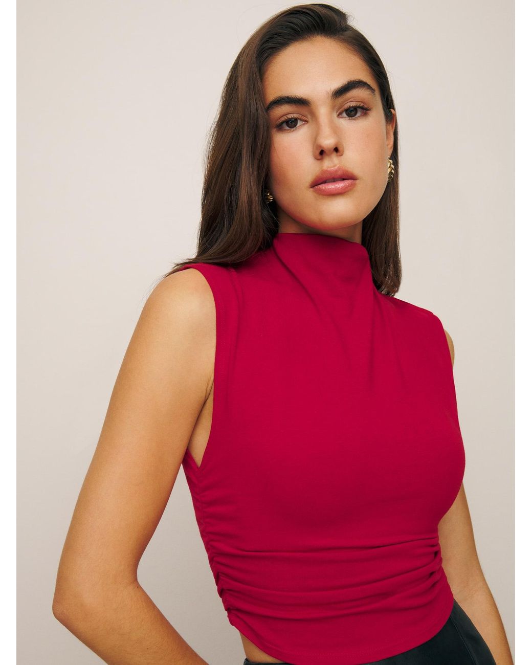 Reformation Lindy Knit Top in Red | Lyst