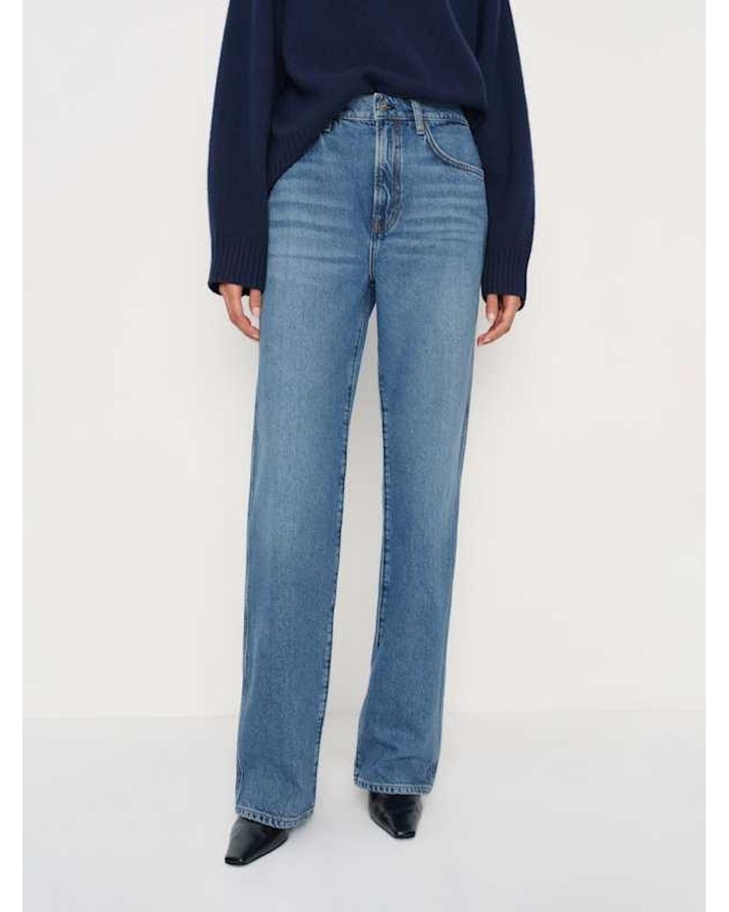 Reformation Val 90S Mid Rise Straight Jeans Denim in Blue | Lyst