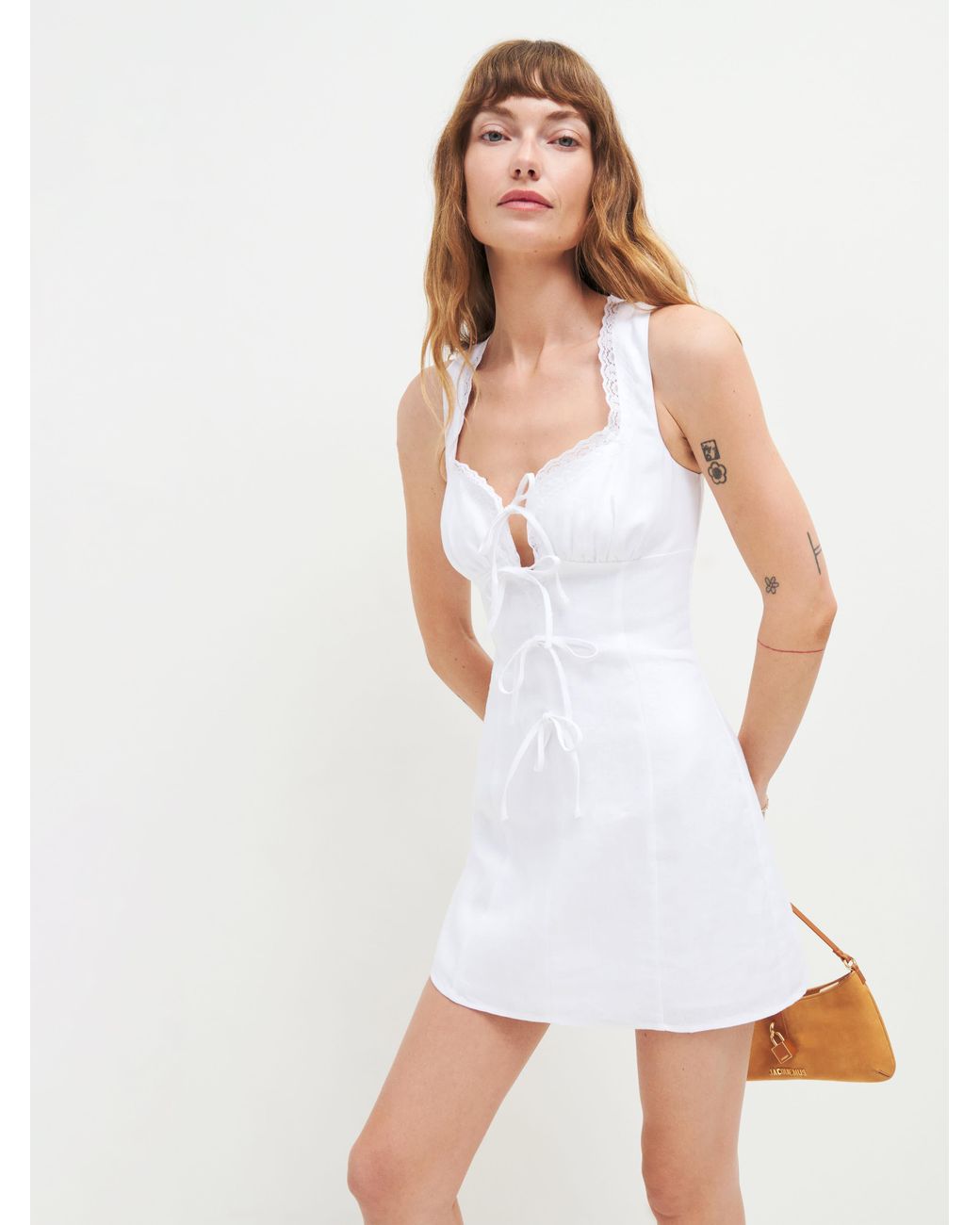 Reformation Reia Linen Dress in White | Lyst