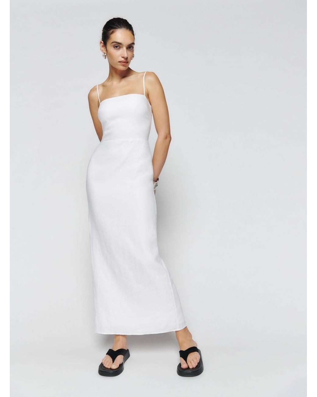 Reformation Frankie Linen Dress in White | Lyst