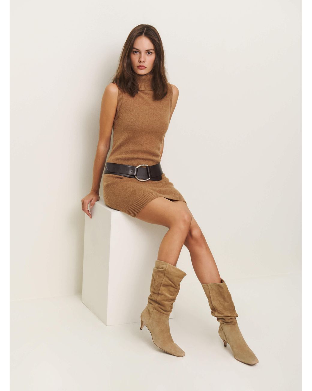 Reformation Rosie Mid Shaft Boot in Brown | Lyst