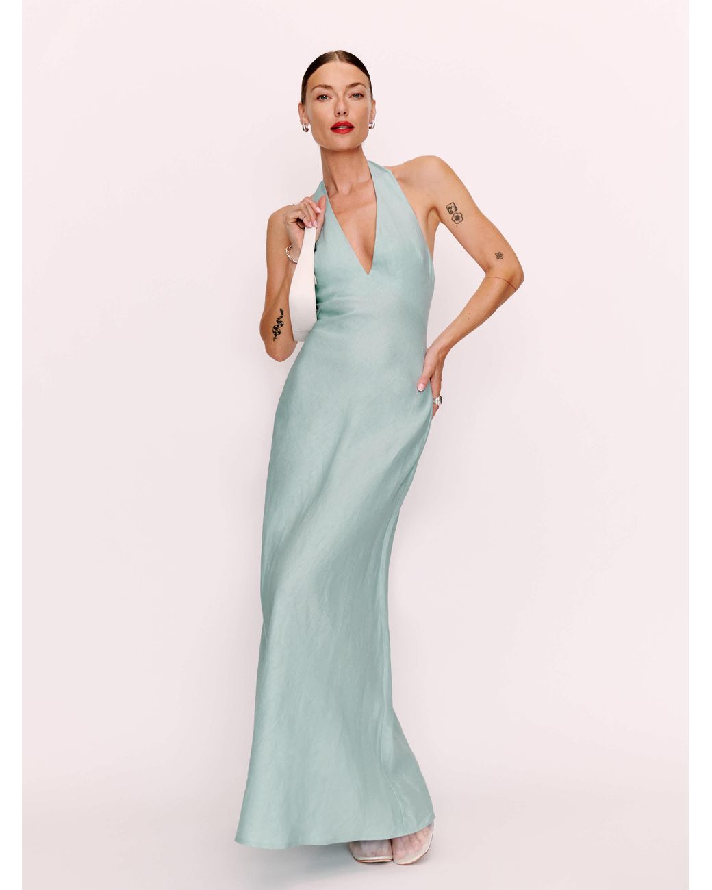 Reformation Delilah Linen Dress in Blue | Lyst