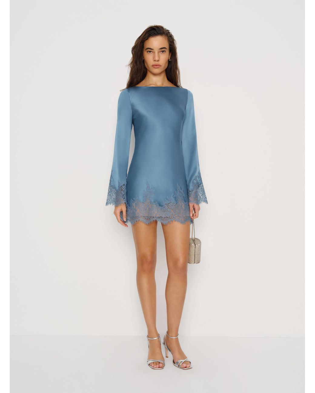 Reformation Blanche Silk Dress in Blue | Lyst