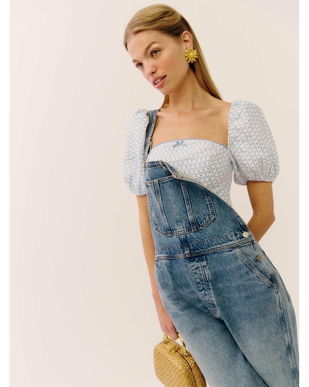 Reformation Marella Linen Top in Blue | Lyst