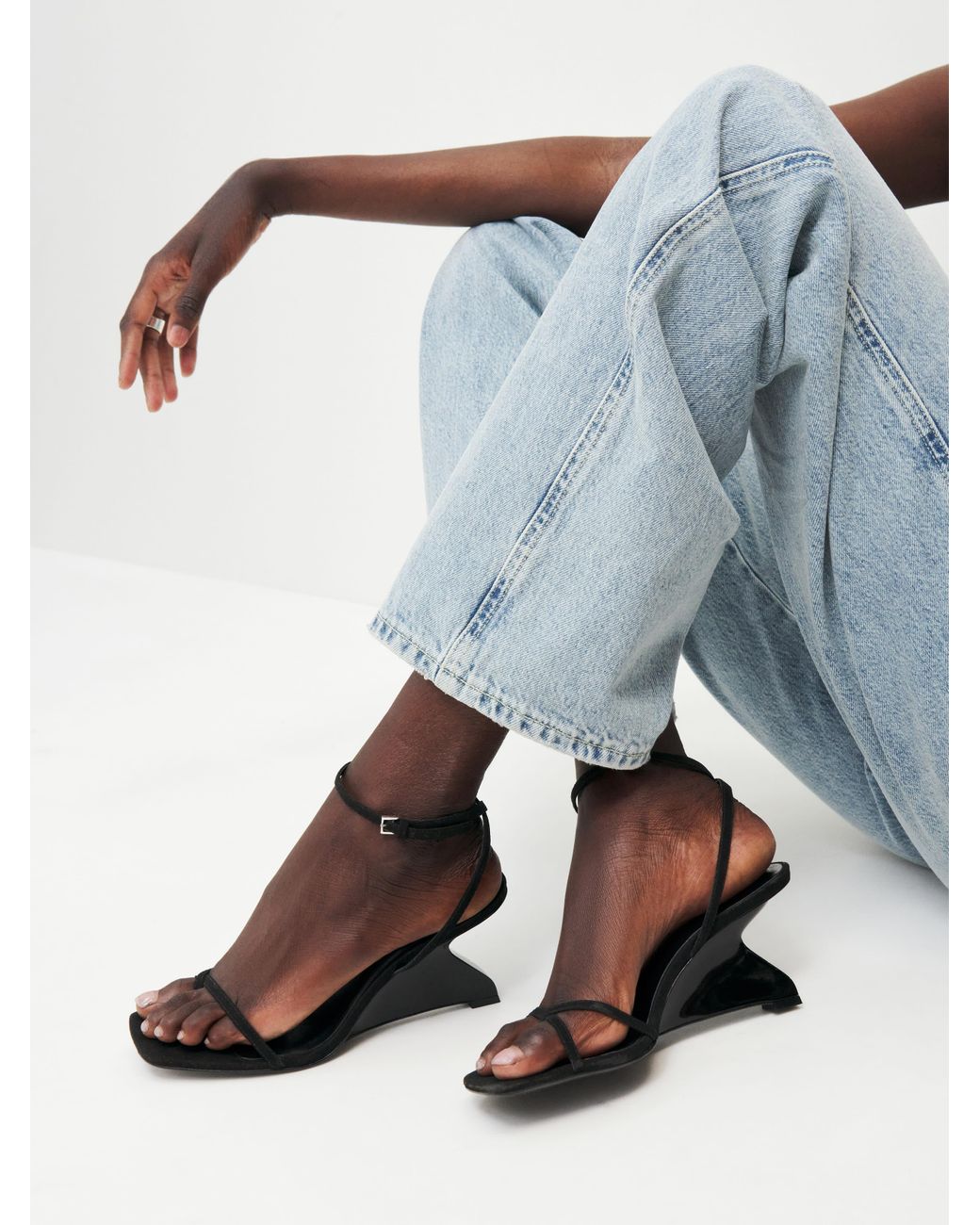 Reformation Emilia Wedge Sandal in Blue | Lyst