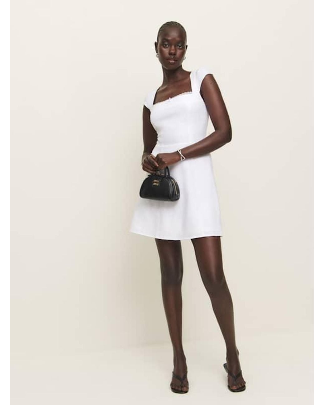 Reformation Loula Linen Dress 0 in White | Lyst