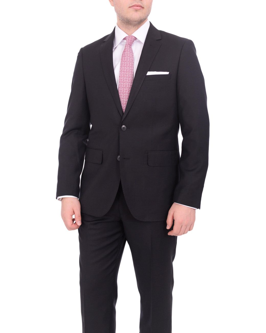 London Fog Extra Slim Fit Tonal Check Two Button Wool Blend Suit in ...