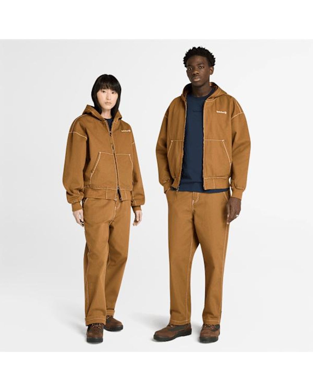 Timberland All Gender Washed Duck Canvas Hooded Bomber in Yellow | Lyst UK