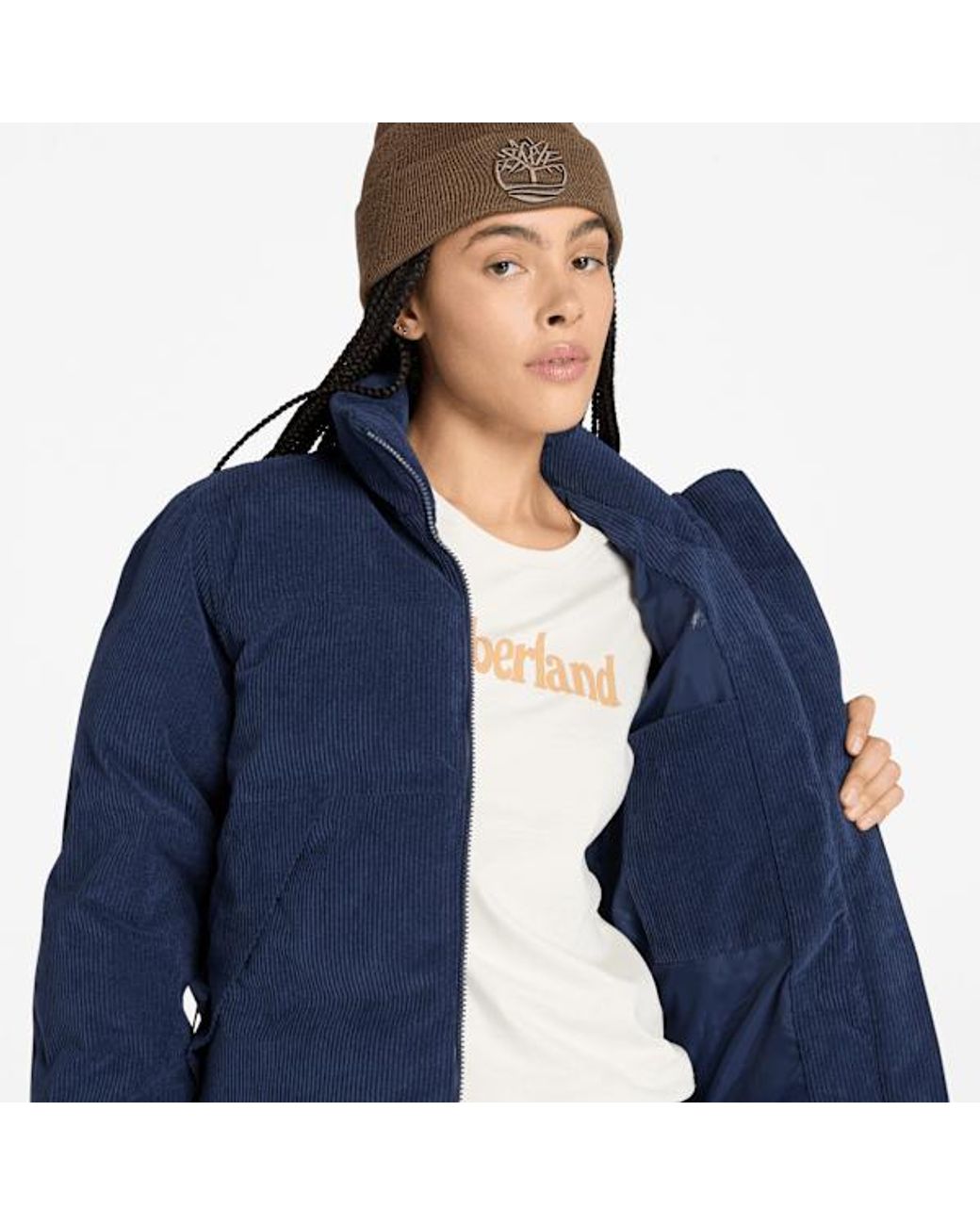 Timberland Welch Mountain Waterproof Corduroy Puffer Jacket For in Blue ...