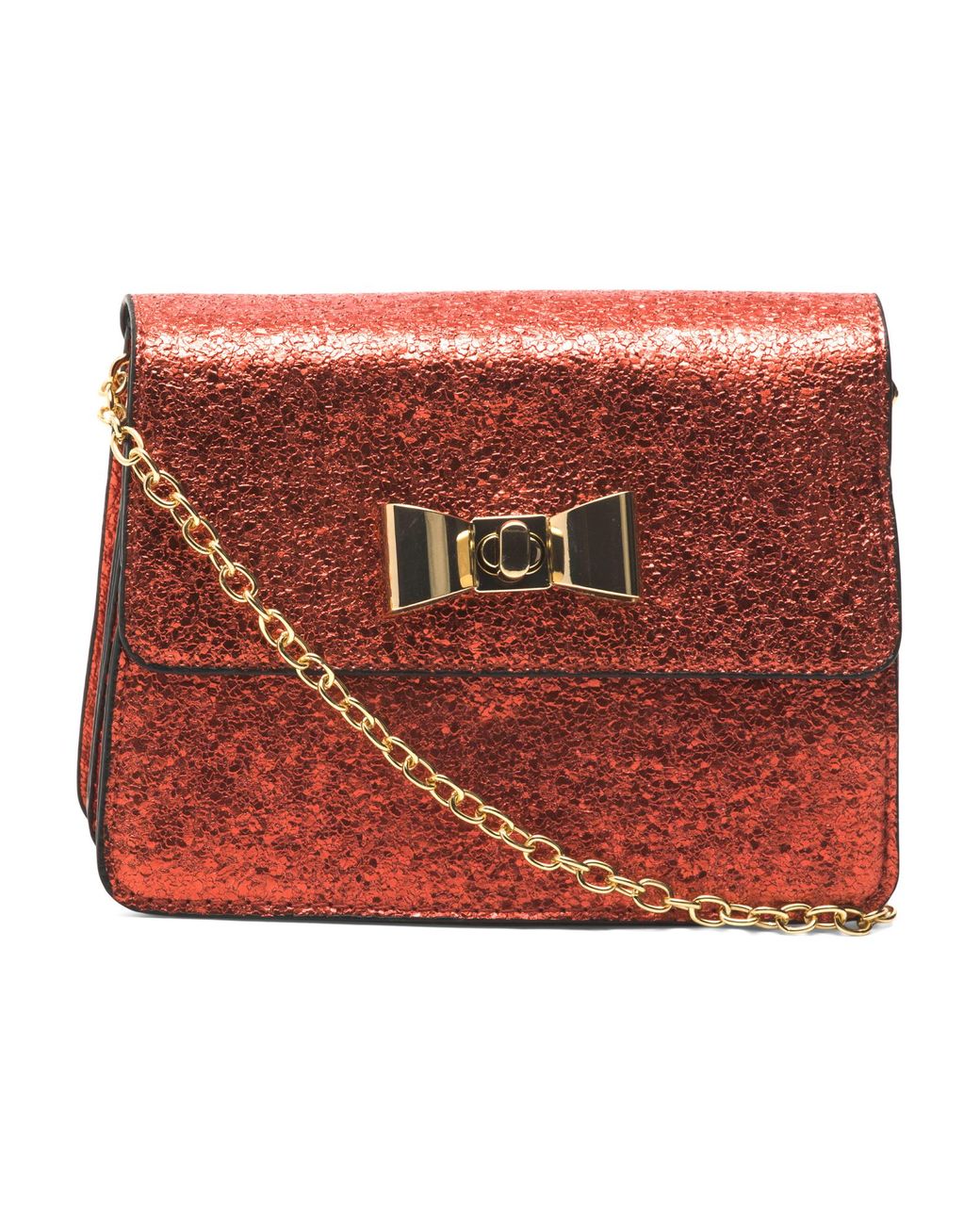 TJ Maxx Shimmer Bow Crossbody, Leather in Red | Lyst