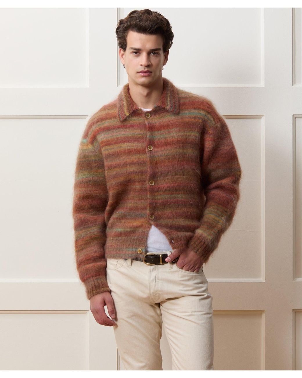 Todd Snyder Mohair Sweater Jacket in Brown for Men | Lyst