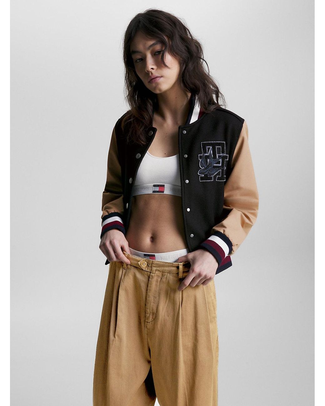 Tommy Hilfiger X Shawn Mendes Varsity Bomber Jacket in Black | Lyst UK