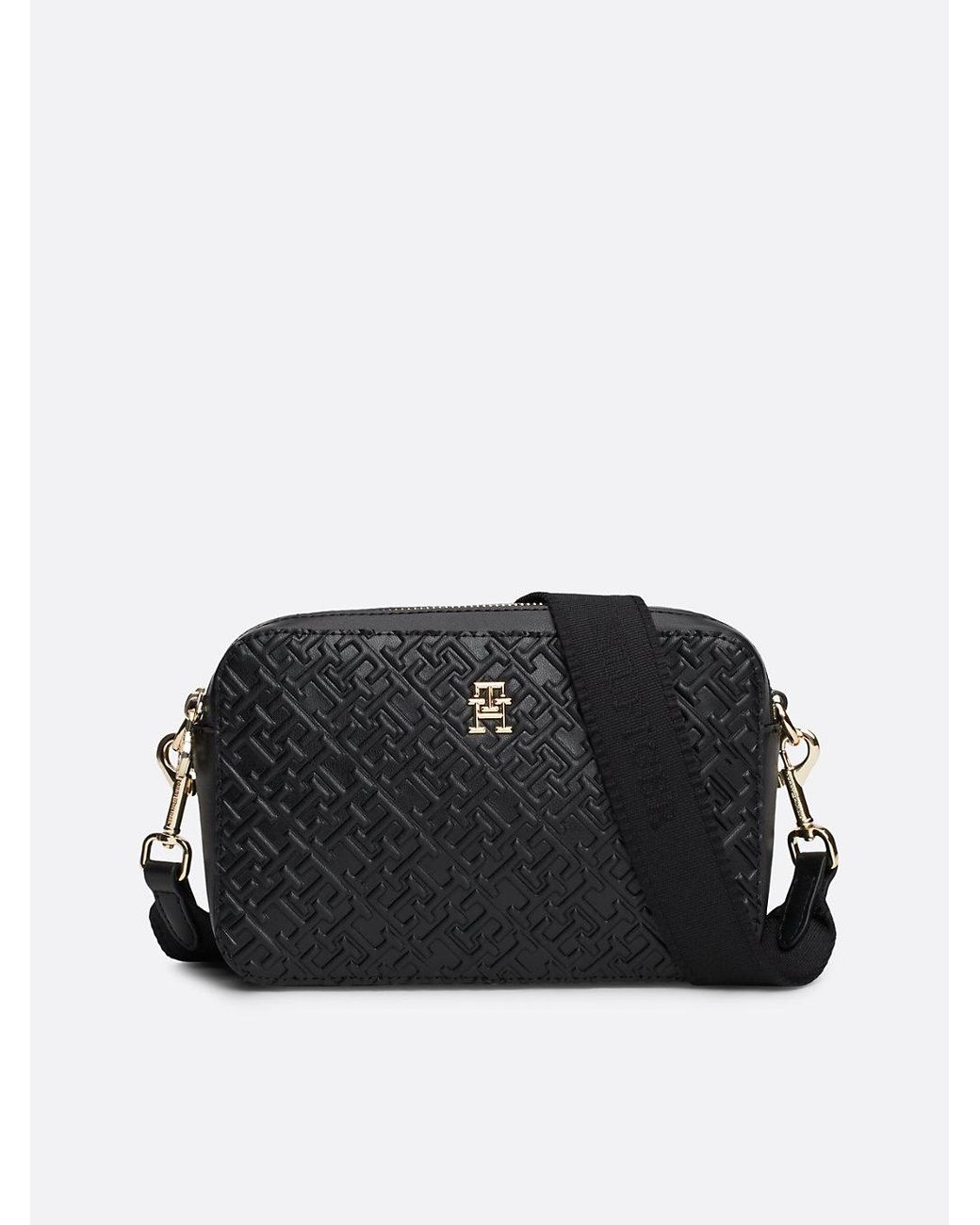 Tommy Hilfiger Th Monogram Embossed Camera Bag in Black | Lyst UK