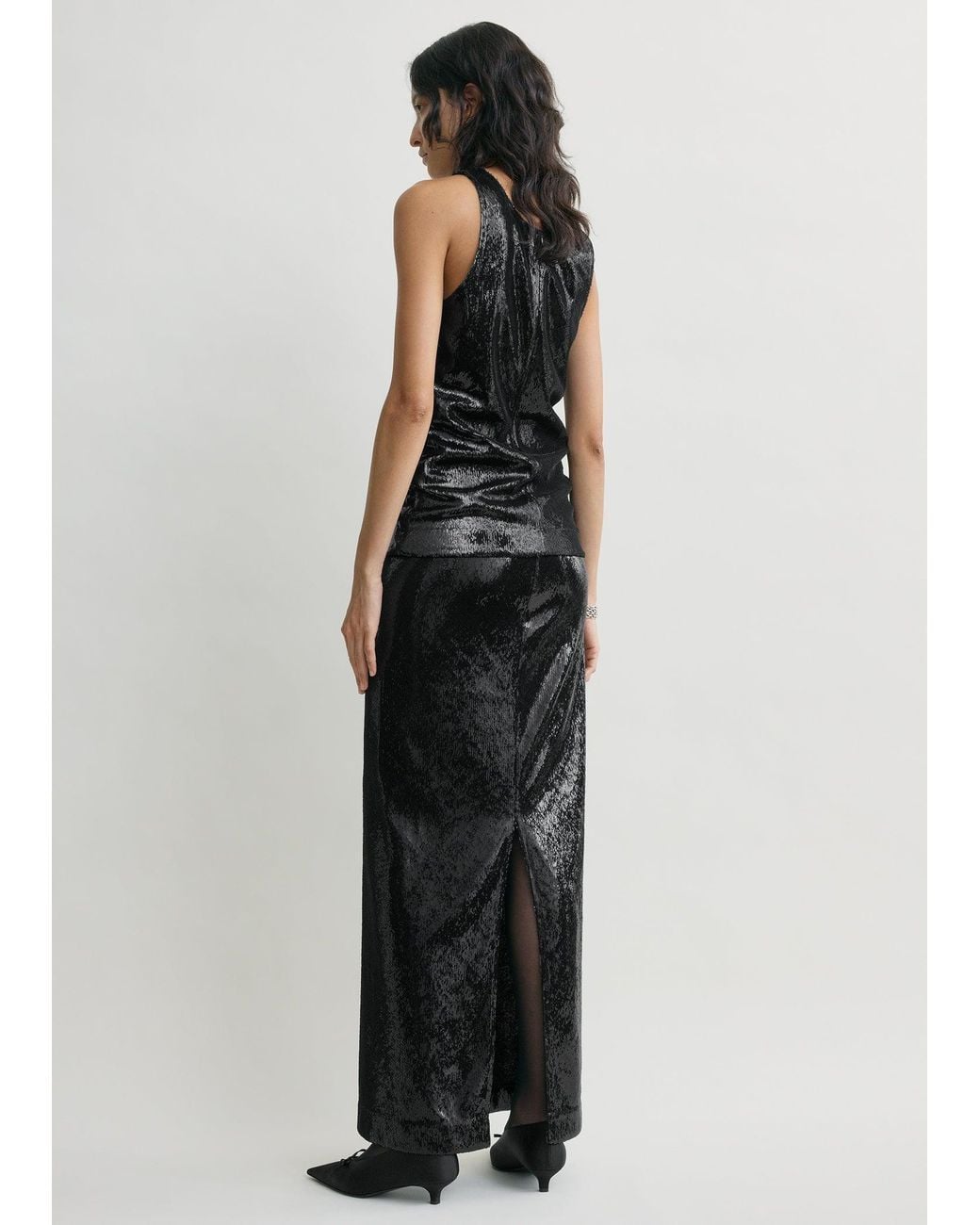 TOTEME Curved Sequin Tank in Black | Lyst