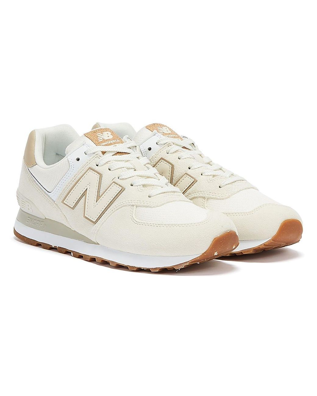 New Balance 574 / Tan Trainers in White | Lyst UK