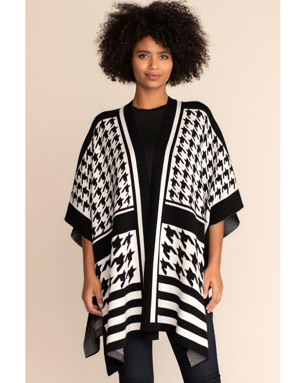 Trina Turk Wool Cobalt Poncho in Black - Lyst