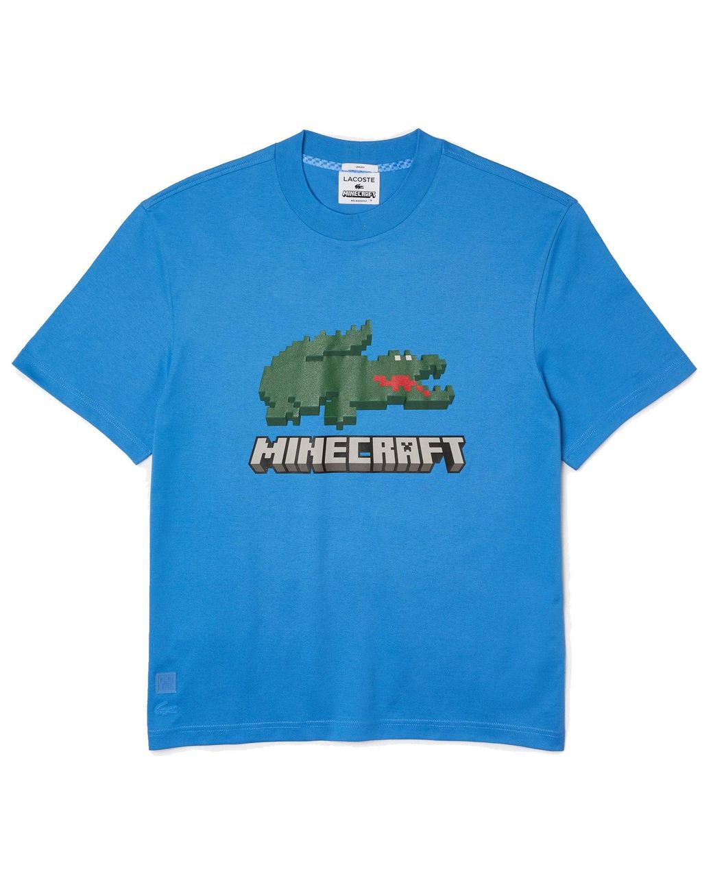 Lacoste Crew Neck Minecraft Crocodile Tee in Blue for Men | Lyst