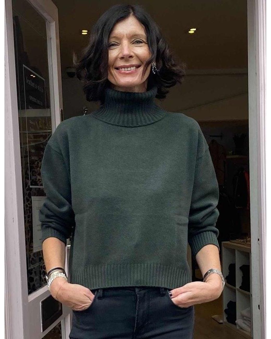 Jumper 1234 Oversize Roll Collar Jumper in Green | Lyst