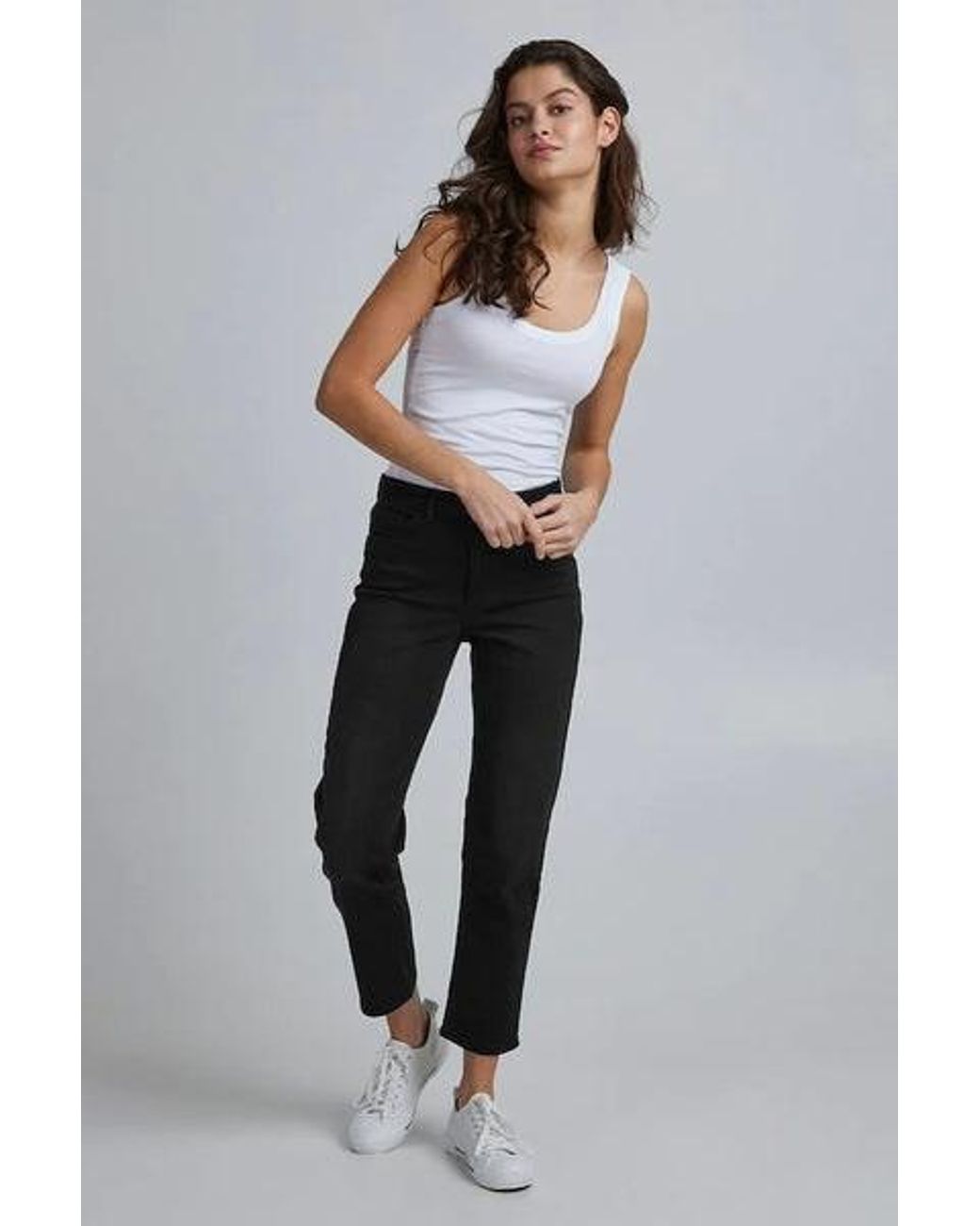 Ichi Washed Twiggy Raven Jeans in Gray | Lyst