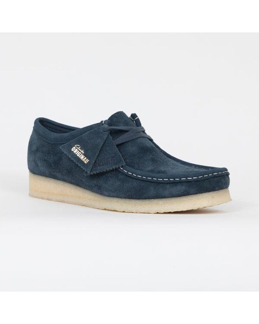 Clarks Wallabee Suede Shoes in Blue for Men | Lyst