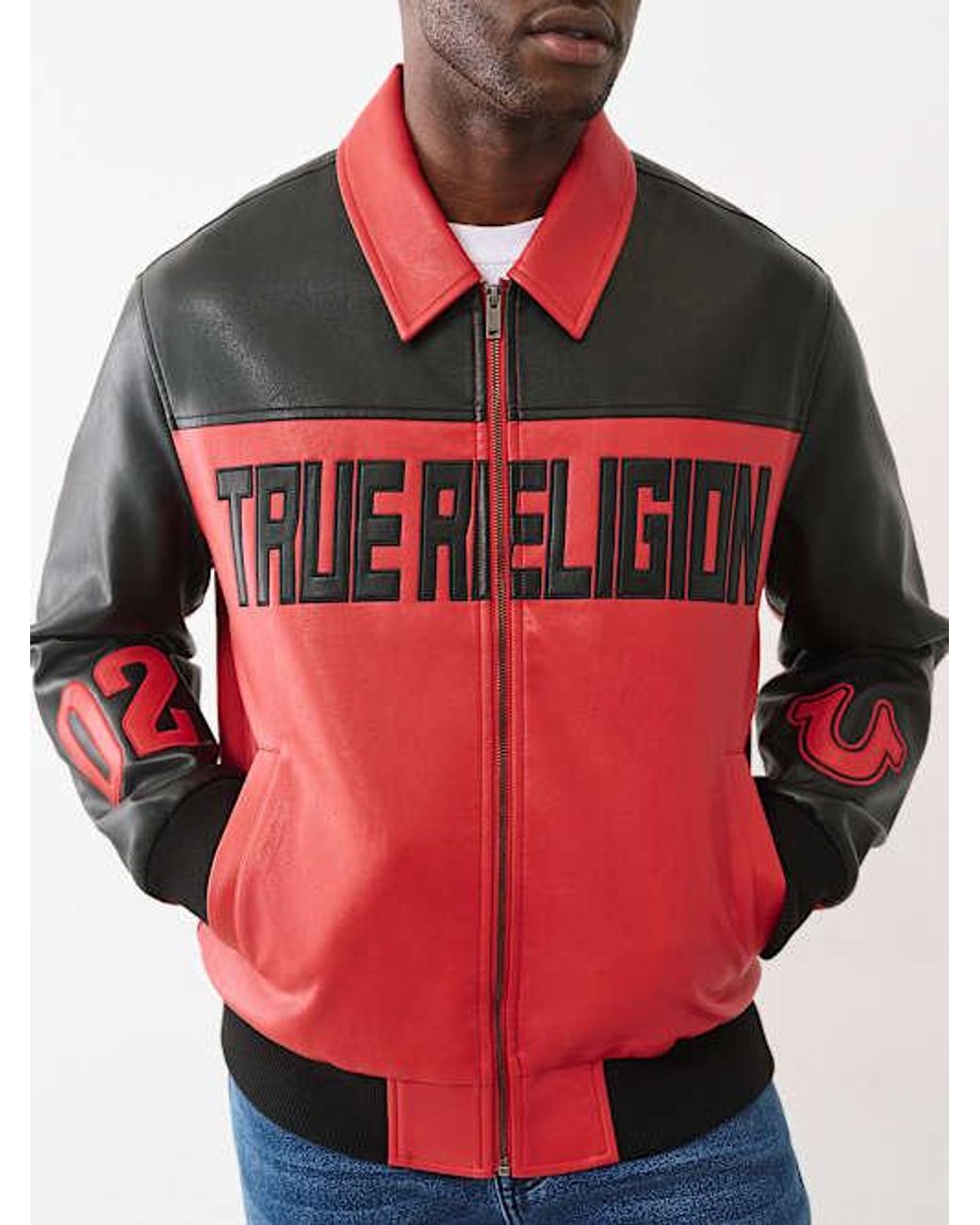 TRUE RELIGION Color Blocked Logo Racing Jacket in Red for Men | Lyst