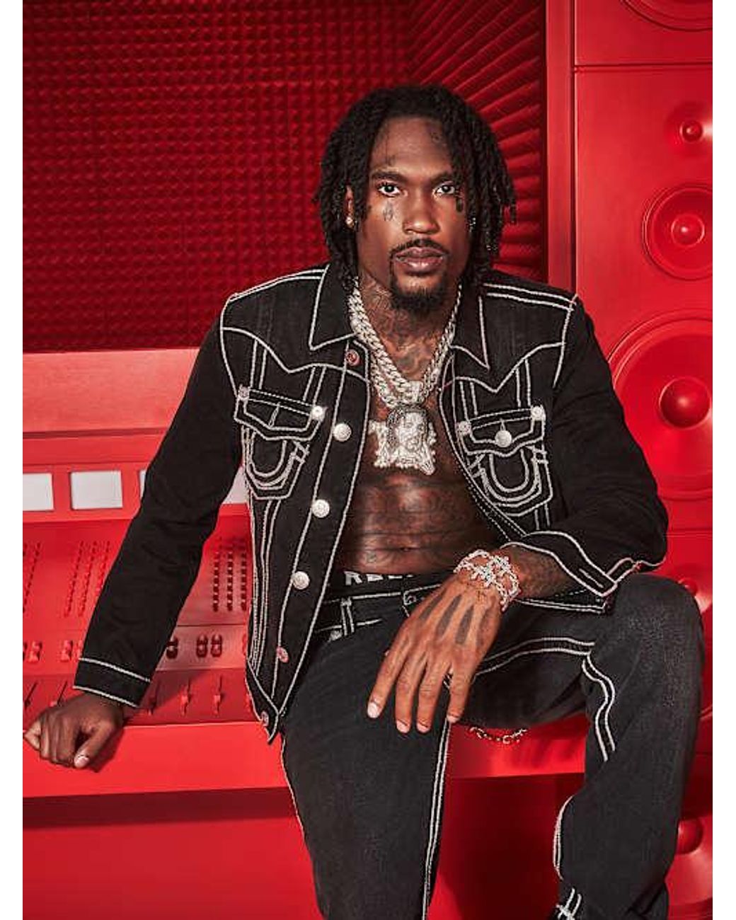 True Religion Jimmy Rope Stitch Denim Jacket in Red for Men | Lyst