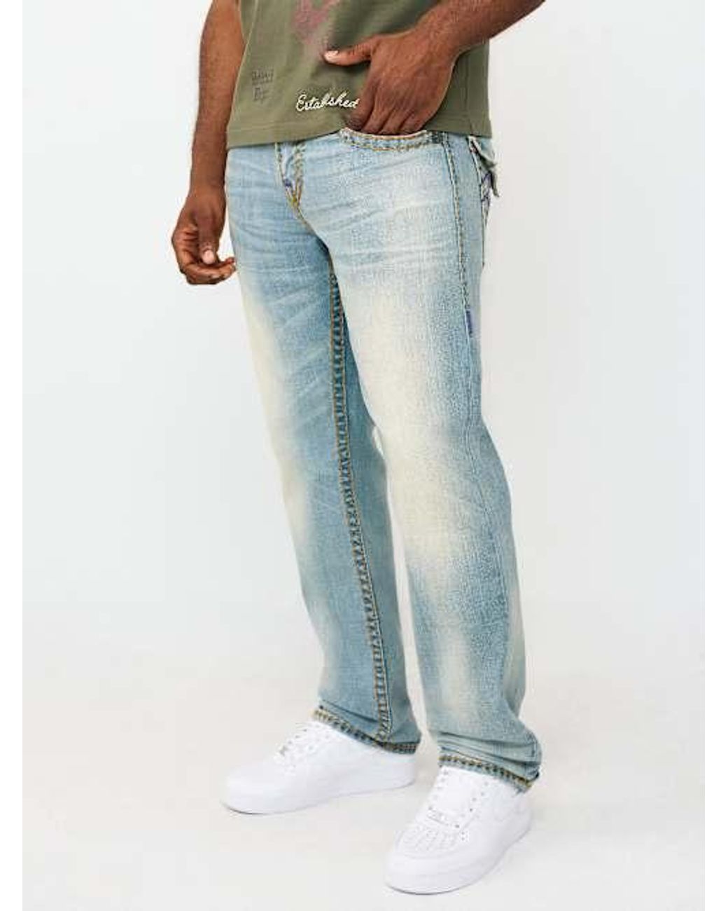 TRUE RELIGION Ricky Super T Flap Straight Jean 34" in Blue for Men | Lyst