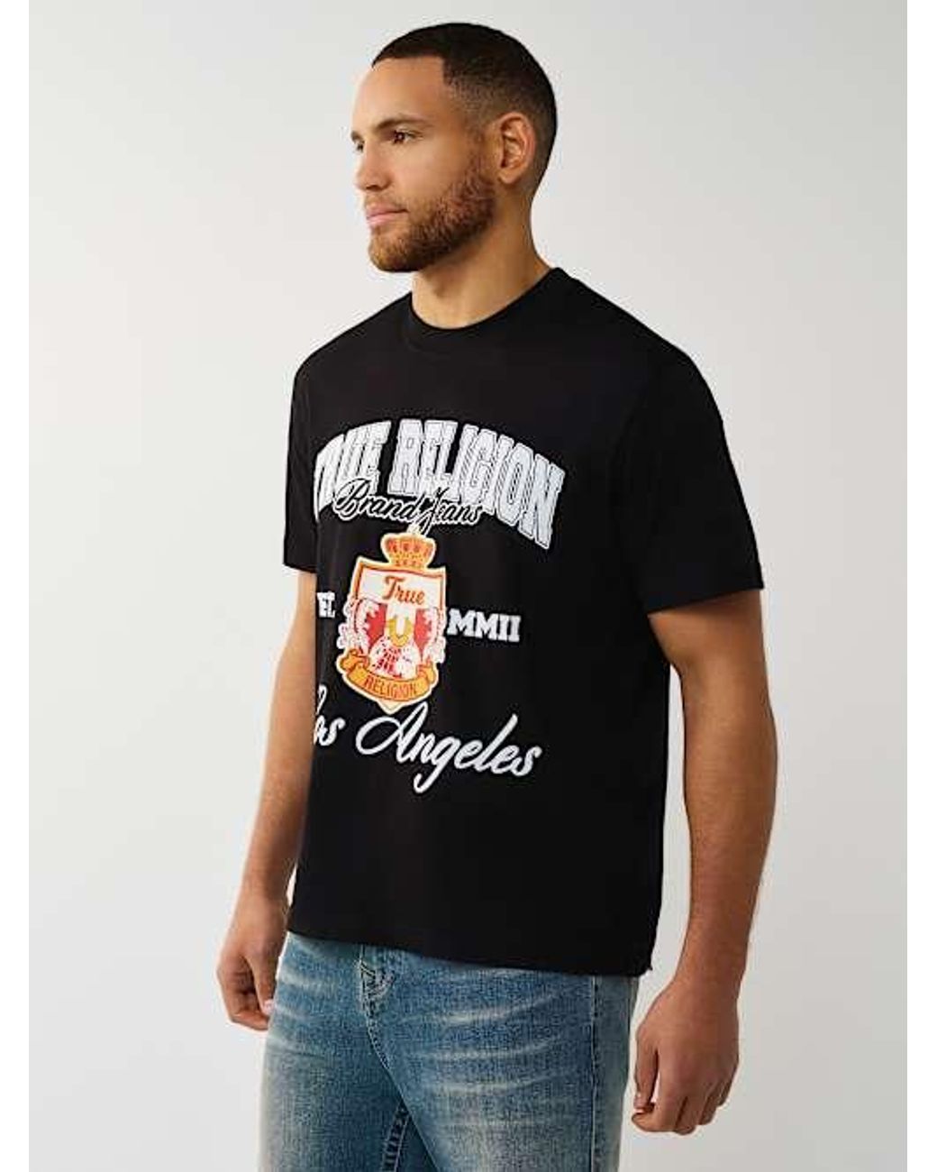 TRUE RELIGION Elite Crest Logo T-shirt in Black for Men | Lyst