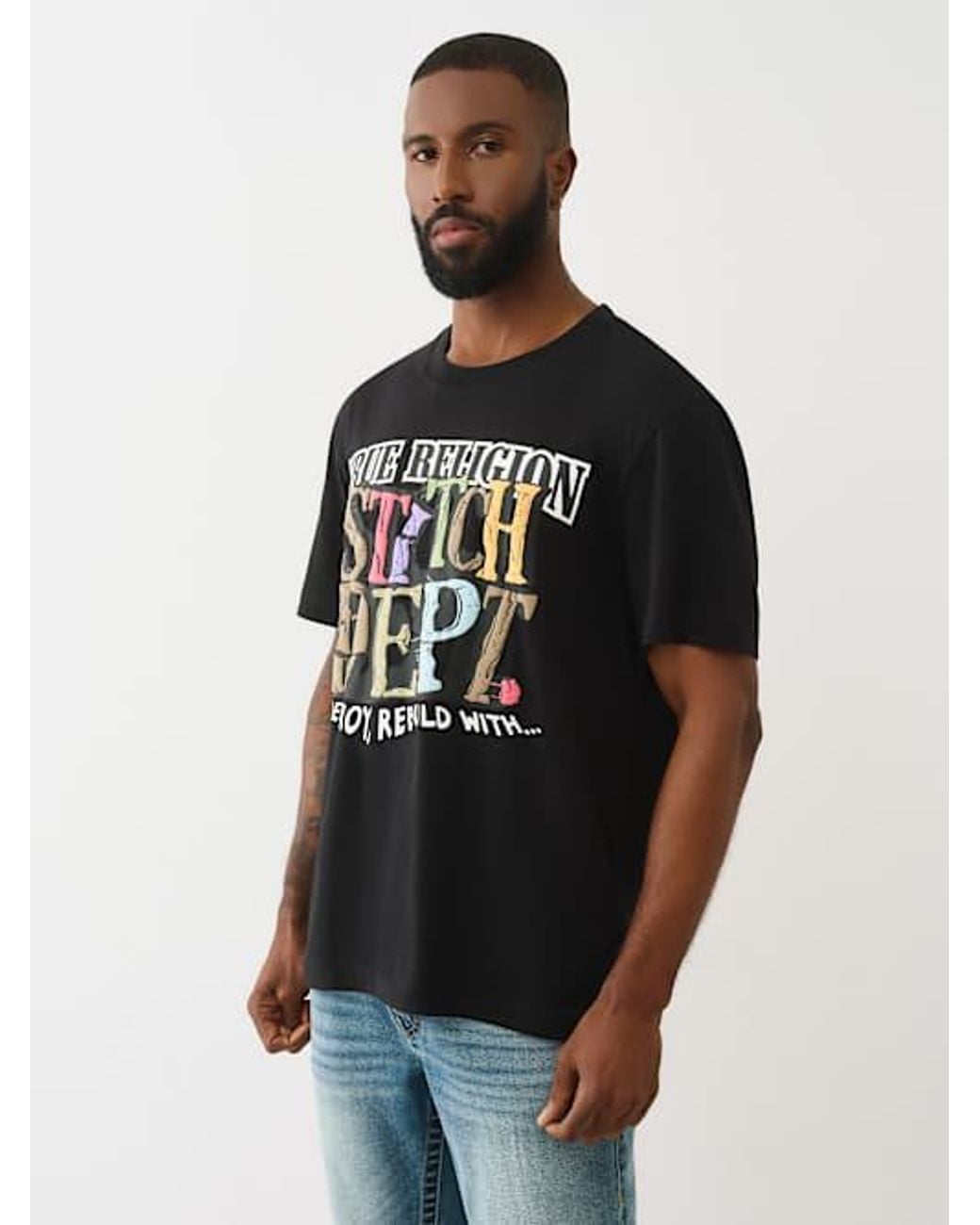 TRUE RELIGION Destroy And Rebuild Puff Print T-shirt in Black for Men ...