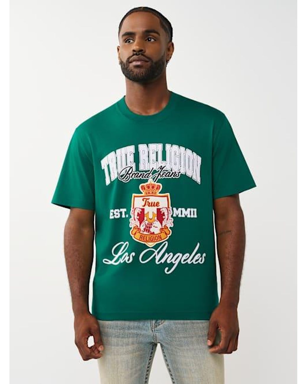 TRUE RELIGION Elite Crest Logo T-shirt in Green for Men | Lyst