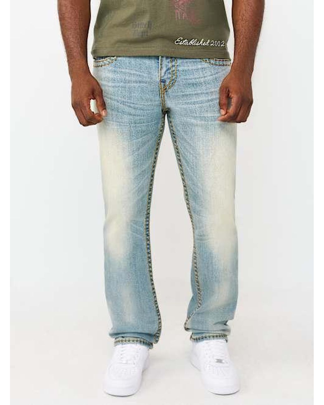 TRUE RELIGION Ricky Super T Flap Straight Jean 34" in Blue for Men | Lyst
