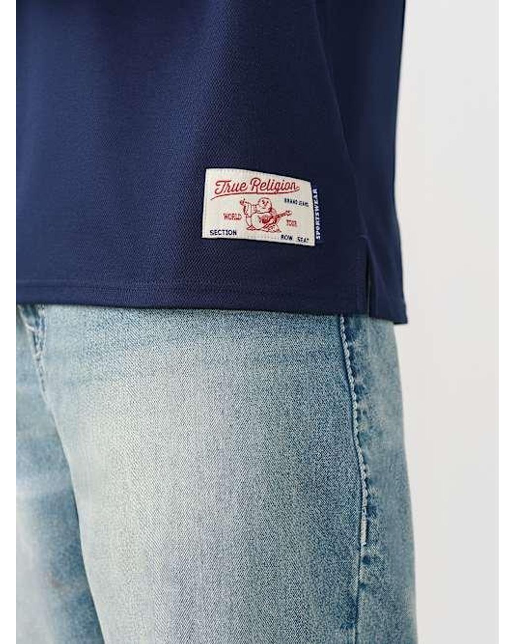 TRUE RELIGION Logo Crest Sport Polo Shirt in Blue for Men | Lyst