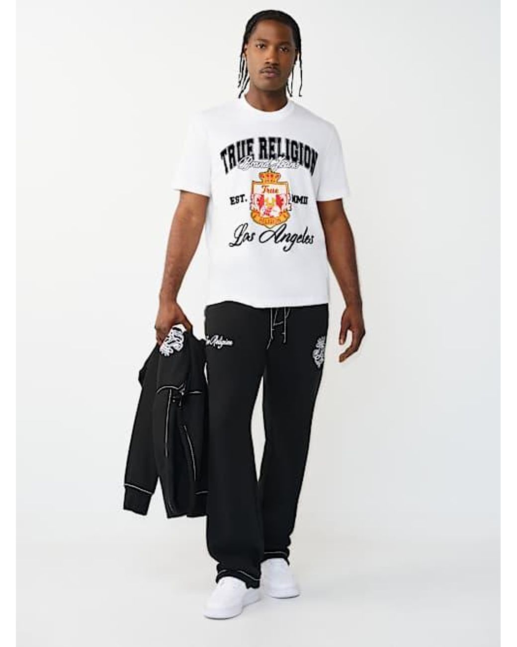 TRUE RELIGION Logo Crest Big T Baggy Sweatpant in Black for Men | Lyst