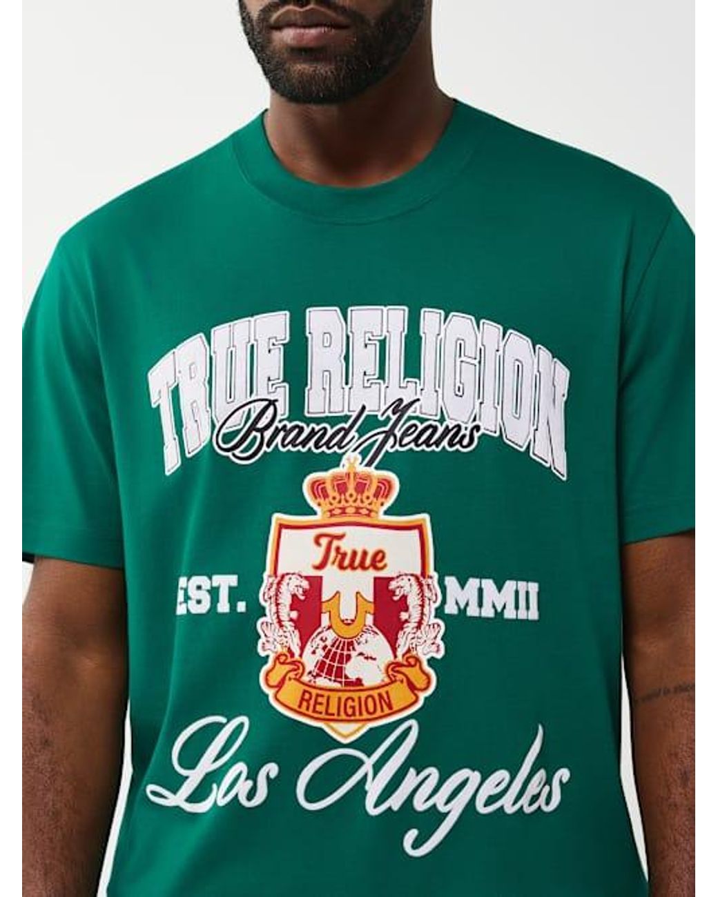 TRUE RELIGION Elite Crest Logo T-shirt in Green for Men | Lyst